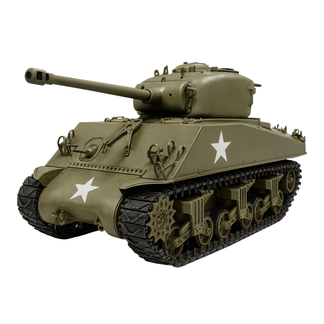 Airsoft Mato M4A3(75) Sherman Green Metal 1/16 Scale Tank with T49W Du – Taigen Tanks